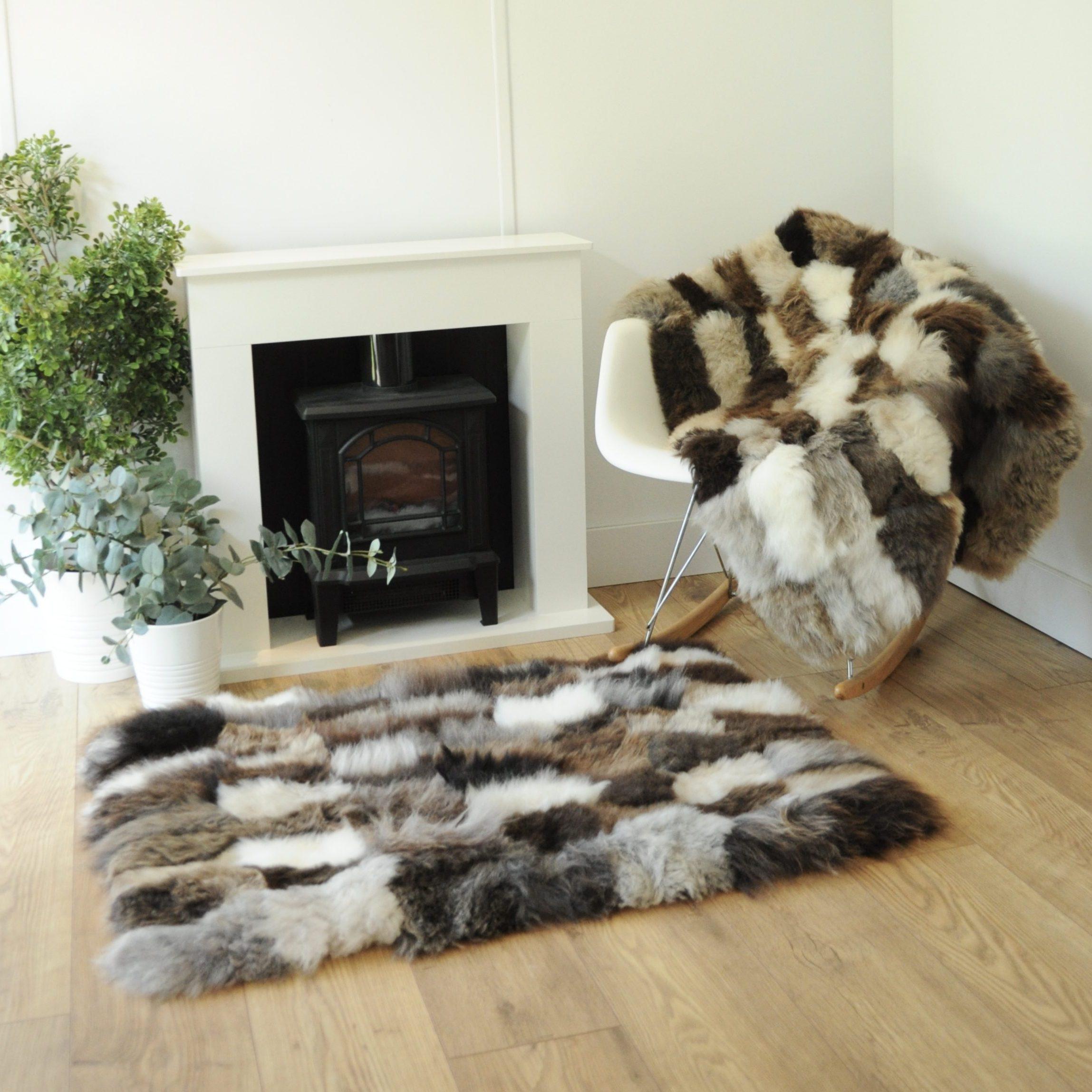 100% British Rare Breed Undyed Sheepskin Handmade Patchwork Rugs ...