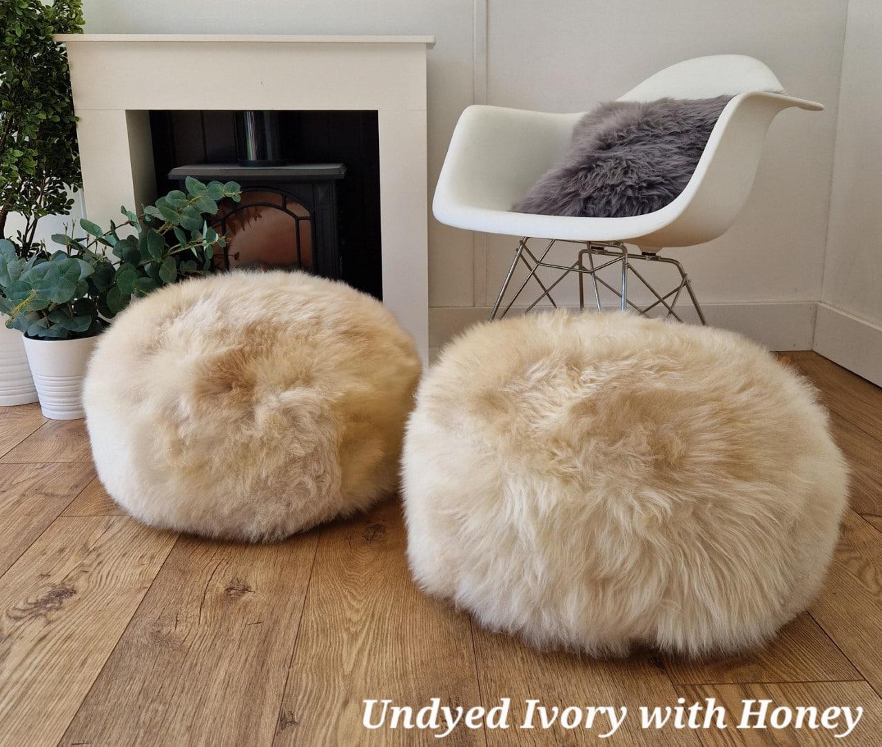 Luxury Handmade 100% British Sheepskin Pouffe - Various Colours ...