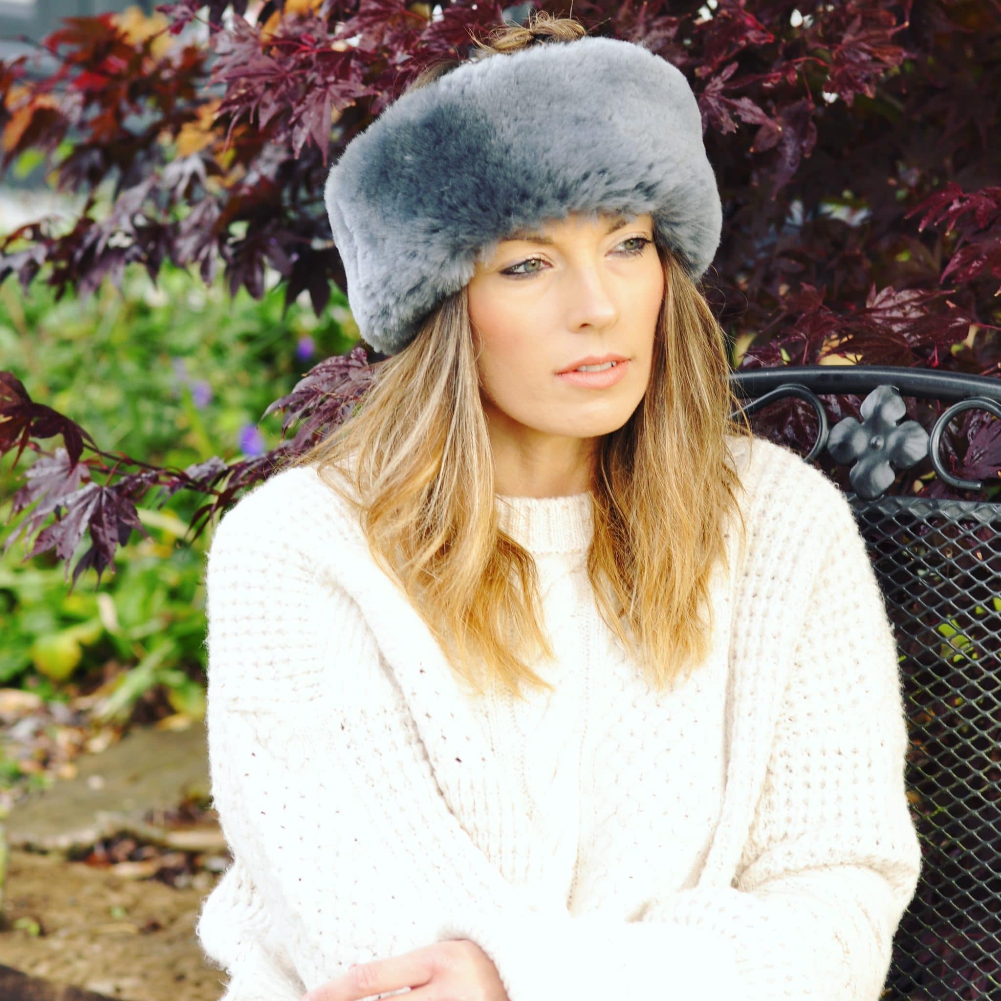 Sheepland 100% British Made Pure Grey Sheepskin Headband - Sheepskin.co.uk