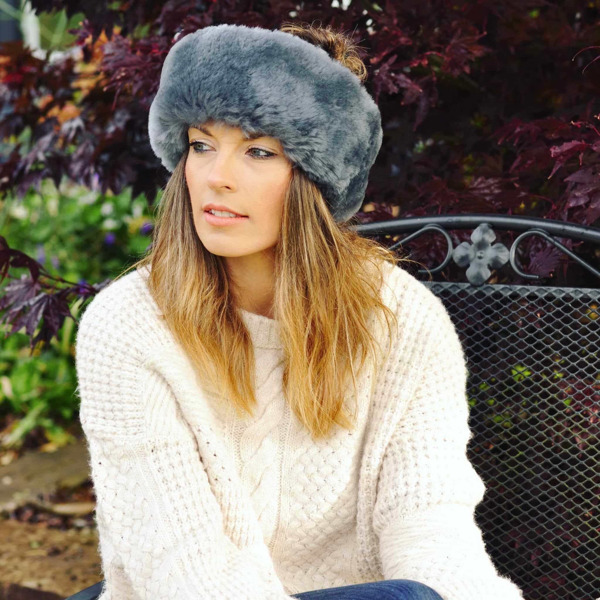 Sheepland 100% British Made Pure Grey Sheepskin Headband - Sheepskin.co.uk