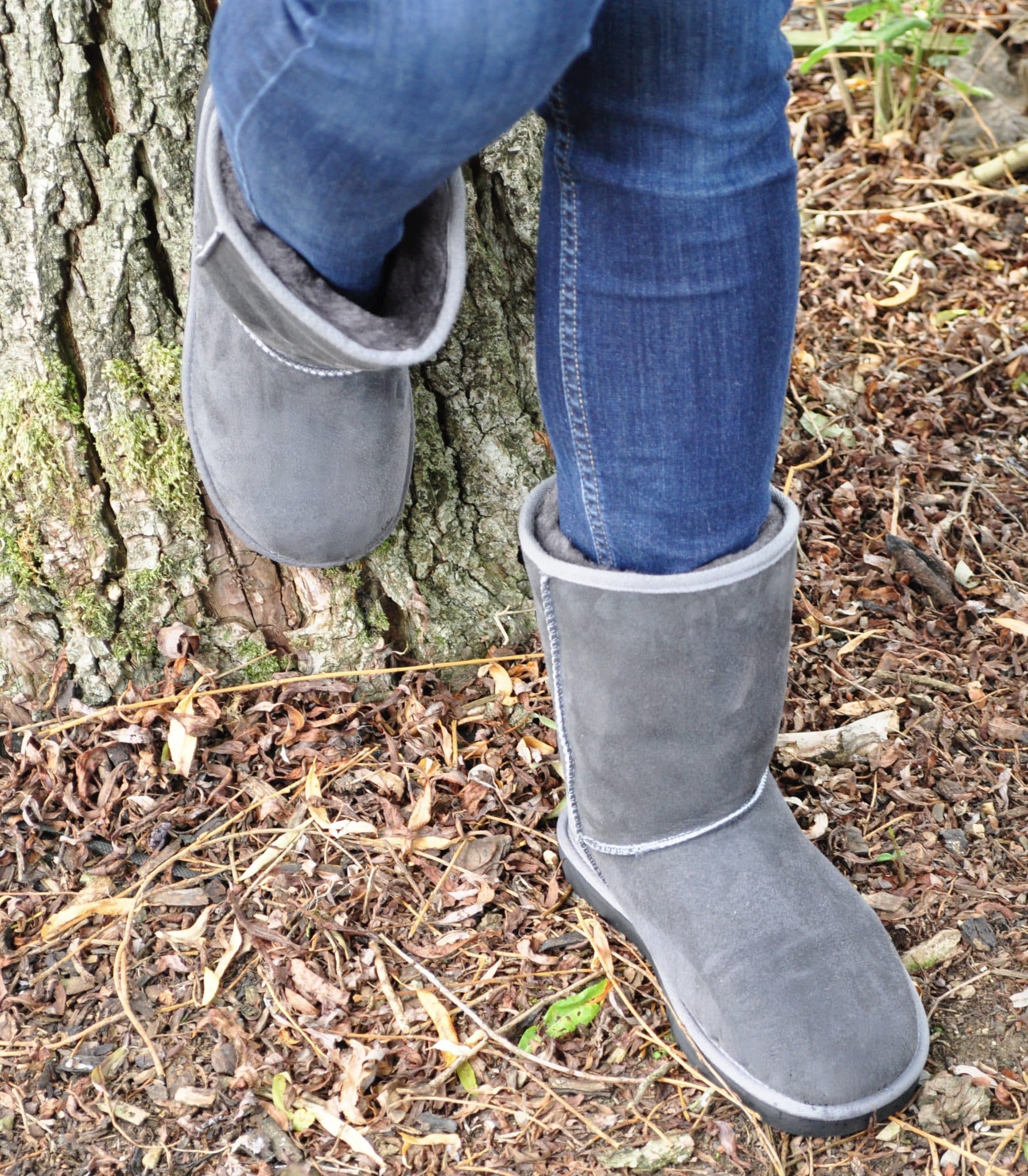 Sheepland Handmade British Sheepskin Boots in Steel Grey - Sheepskin.co.uk