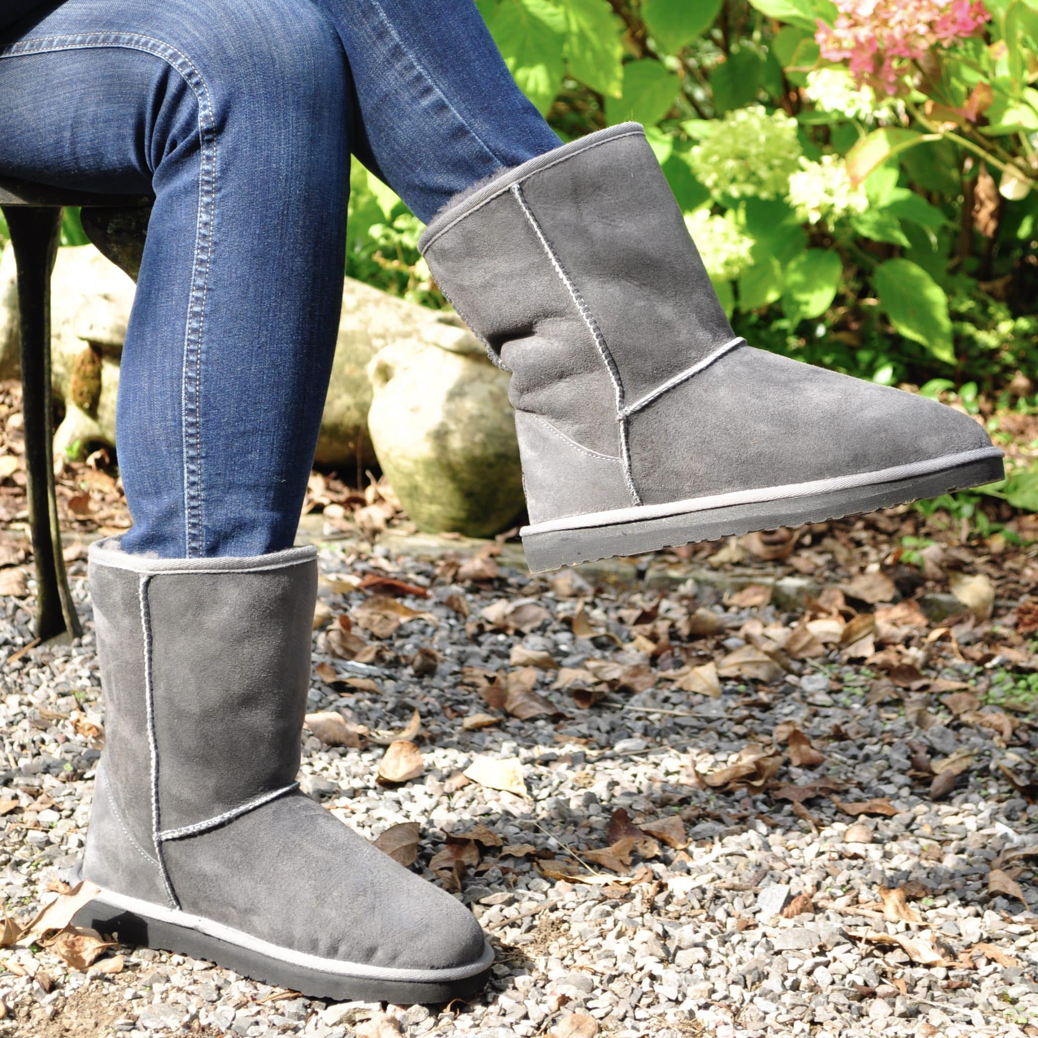 Sheepland Handmade British Sheepskin Boots in Steel Grey - Sheepskin.co.uk