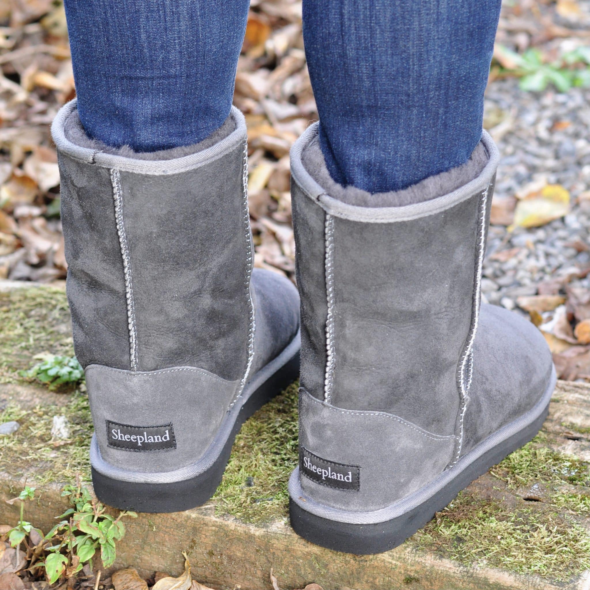 Sheepland Handmade British Sheepskin Boots in Steel Grey - Sheepskin.co.uk