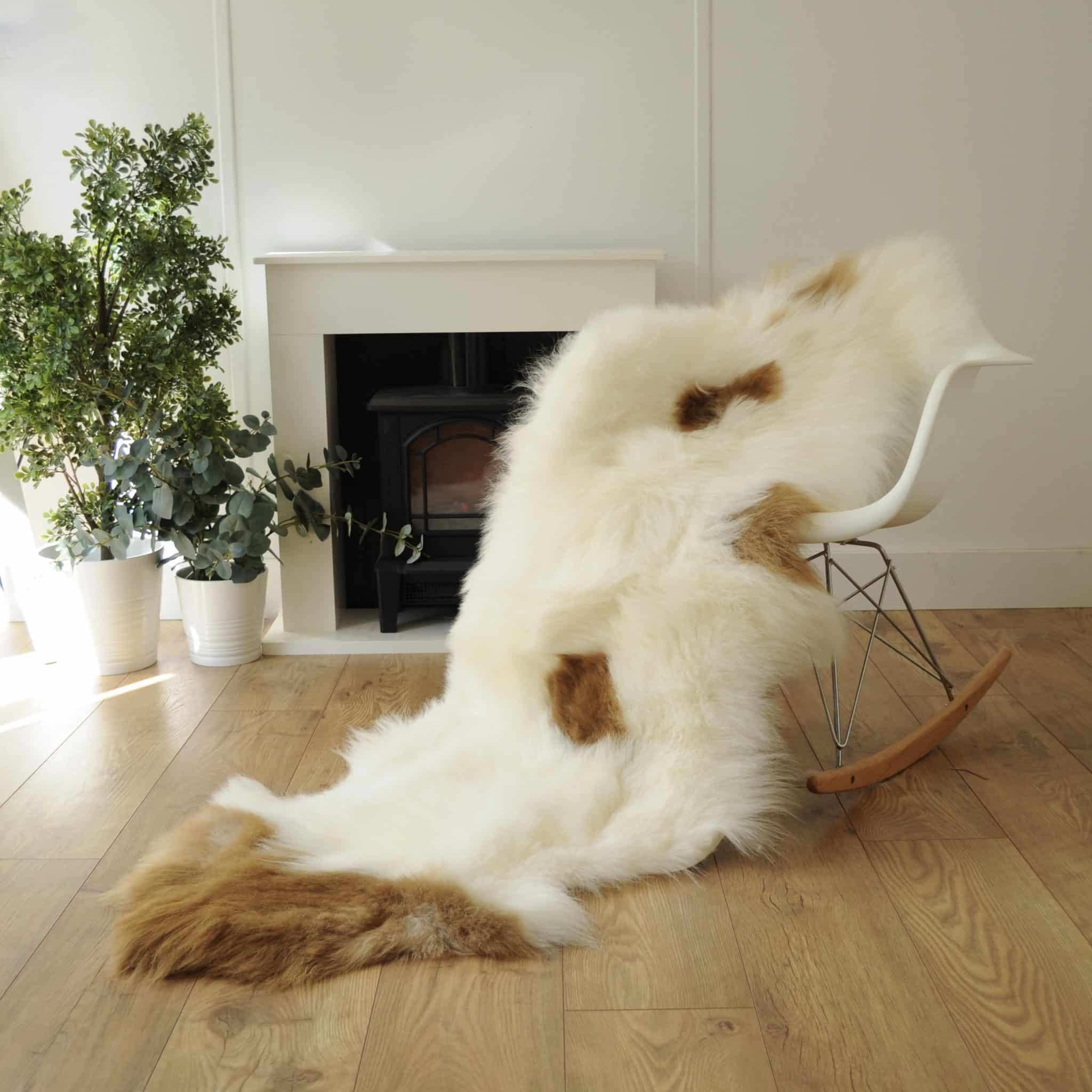 100% Whole Fleece Genuine Himalayan Sheepskin Double Rug in Caramel ...