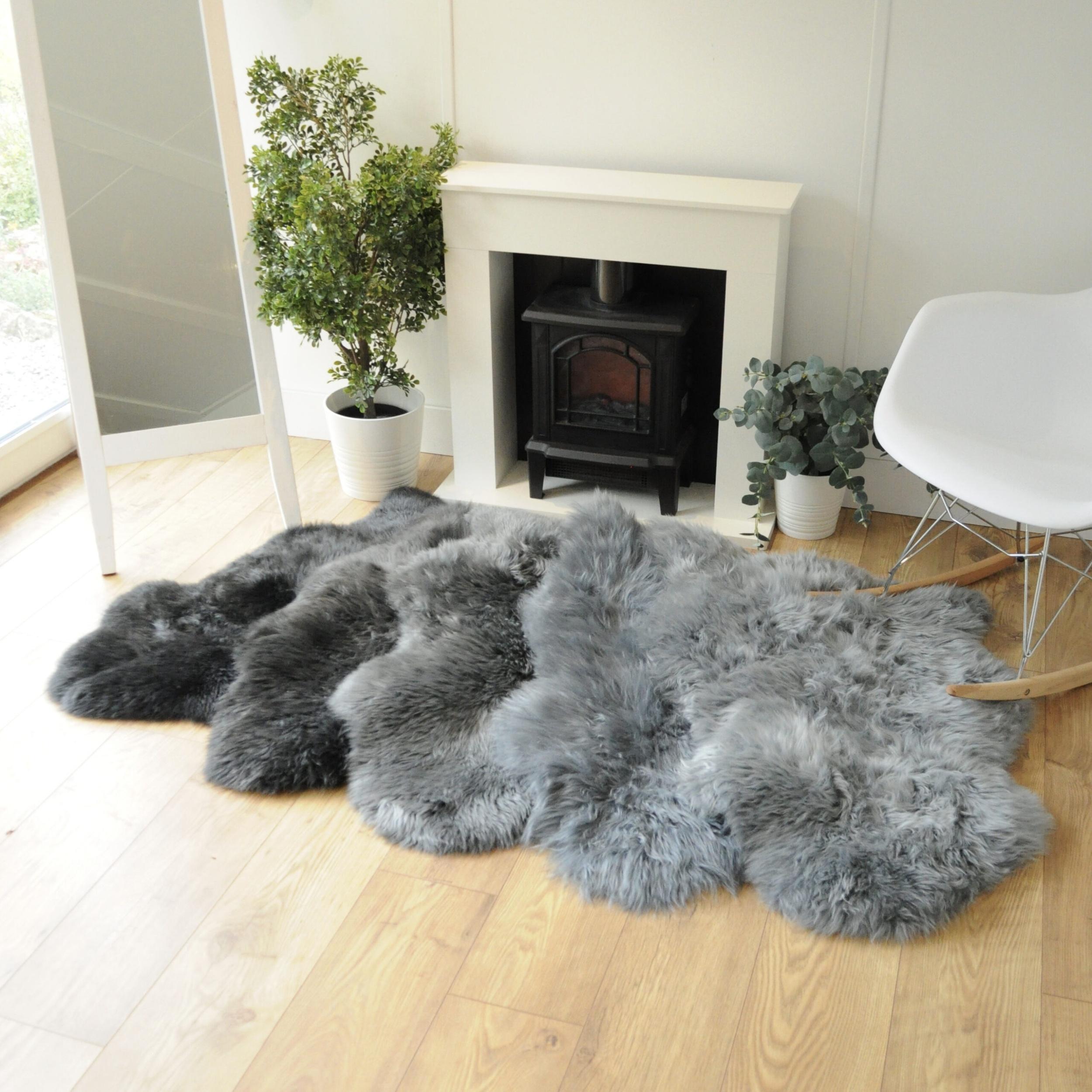 Sheepland Single Long Fur Sheepskin Rugs in Grey - Sheepskin.co.uk