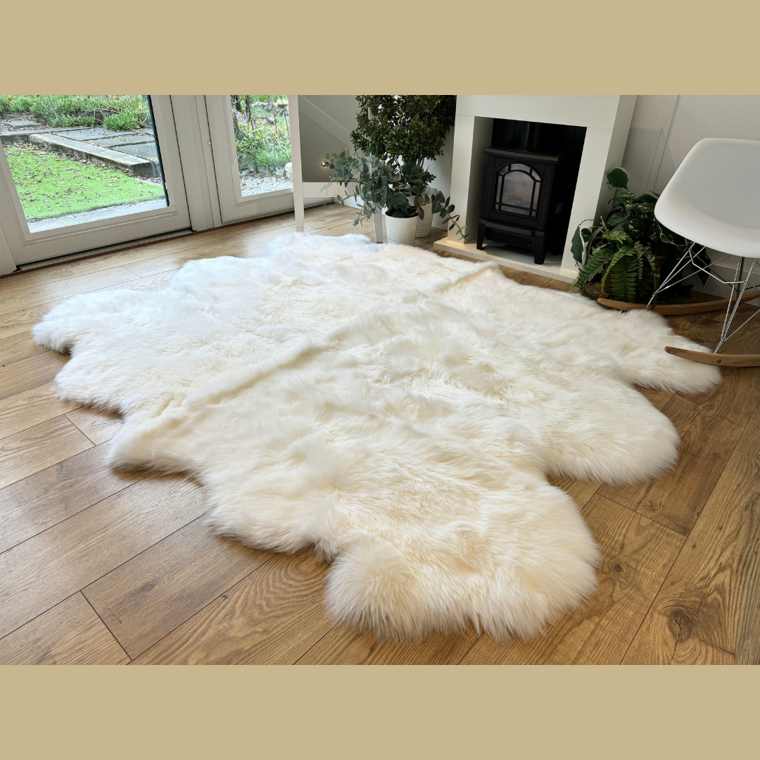 Long Fur Sexto Sheepskin Rug in Ivory - Sheepskin.co.uk